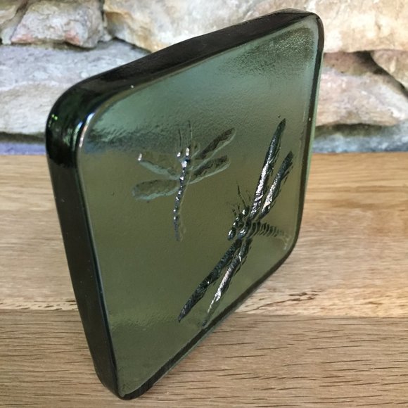 Office | Glass Dragonfly Paperweight Boho Green Cottagecore | Poshmark